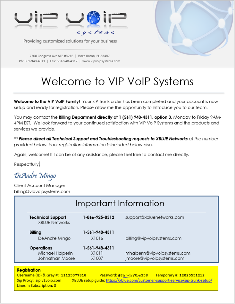 SIP Trunk Setup - XBLUE